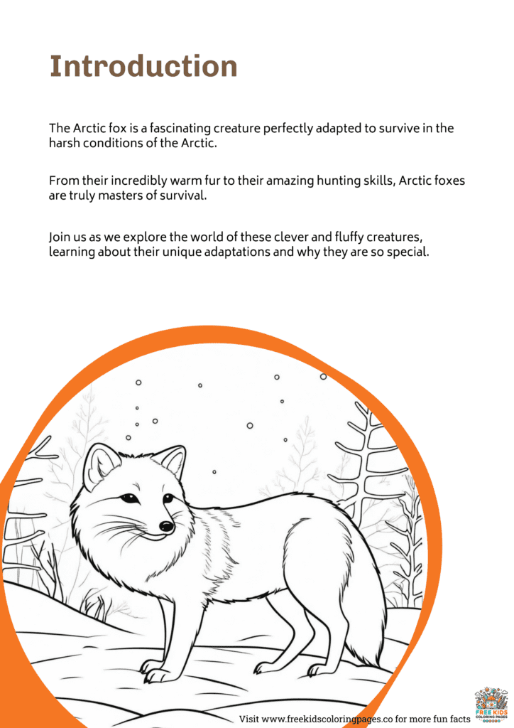 Arctic Fox Fun Facts Printable - Free Kids Coloring Pages