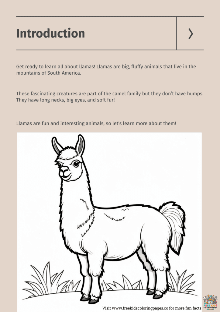 Llamas Fun Facts Printable - Free Kids Coloring Pages