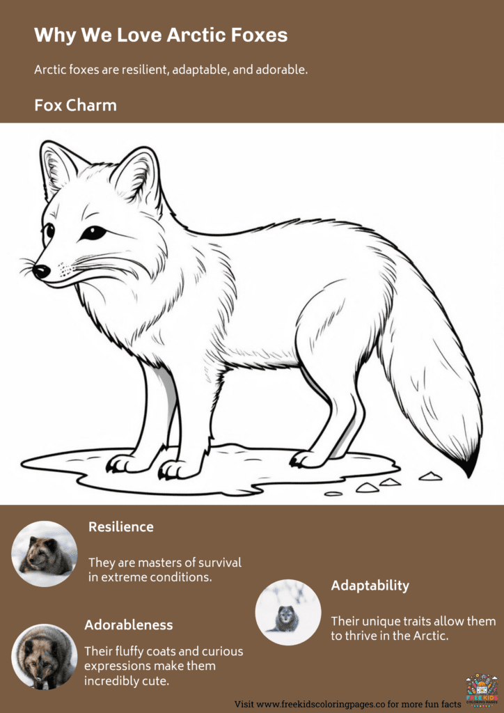 Arctic Fox Fun Facts Printable - Free Kids Coloring Pages