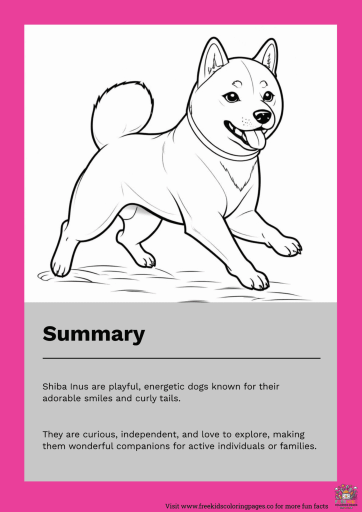 Shiba Inu Fun Facts Printable - Free Kids Coloring Pages