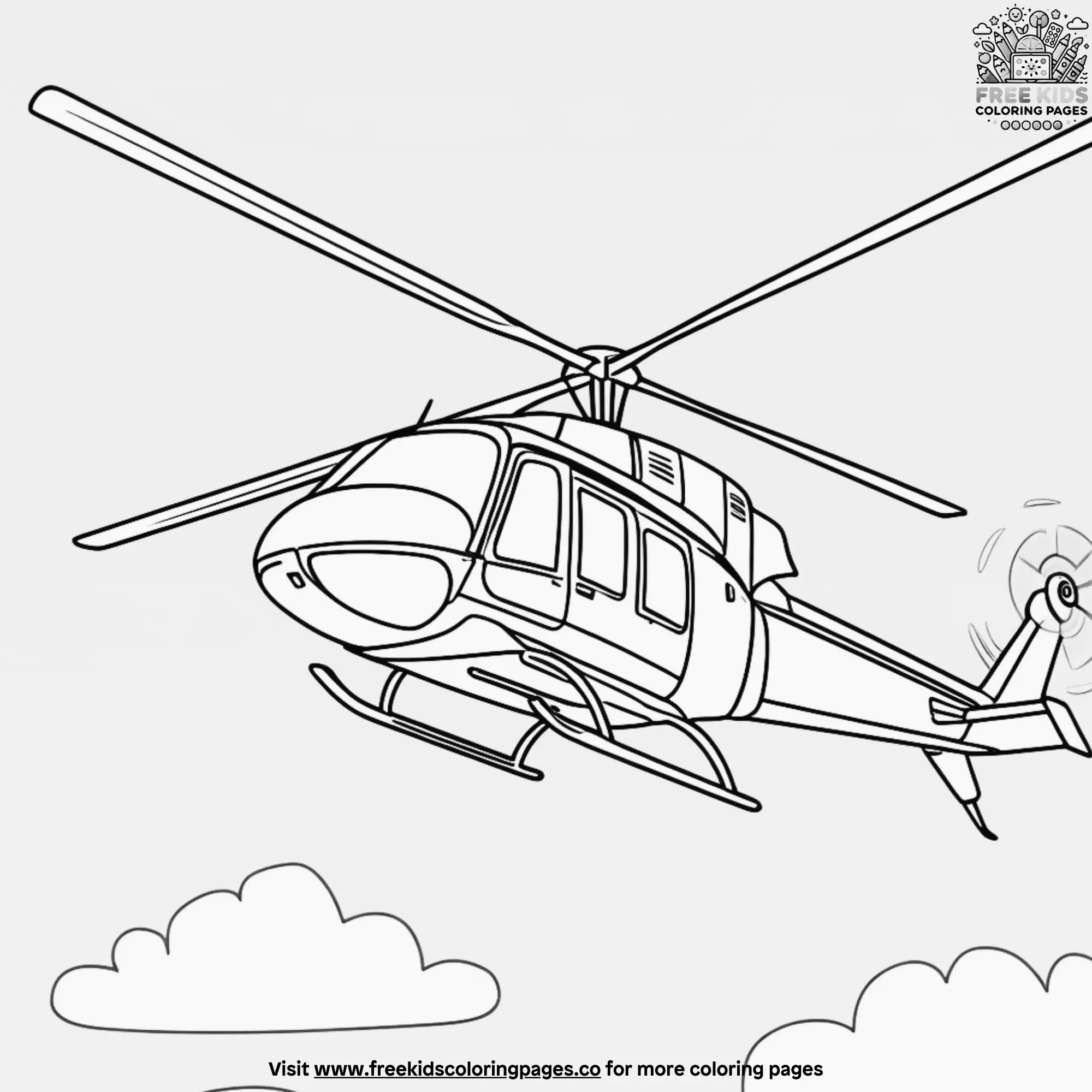 Helicopter In The Sky Coloring Pages
