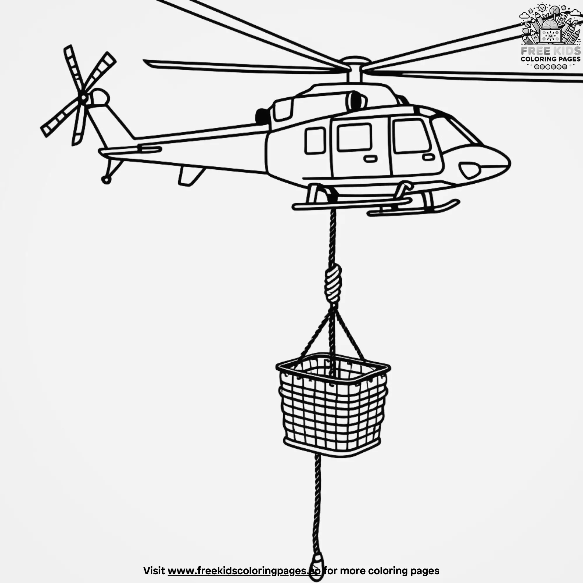 Helicopter With A Rescue Basket Coloring Pages