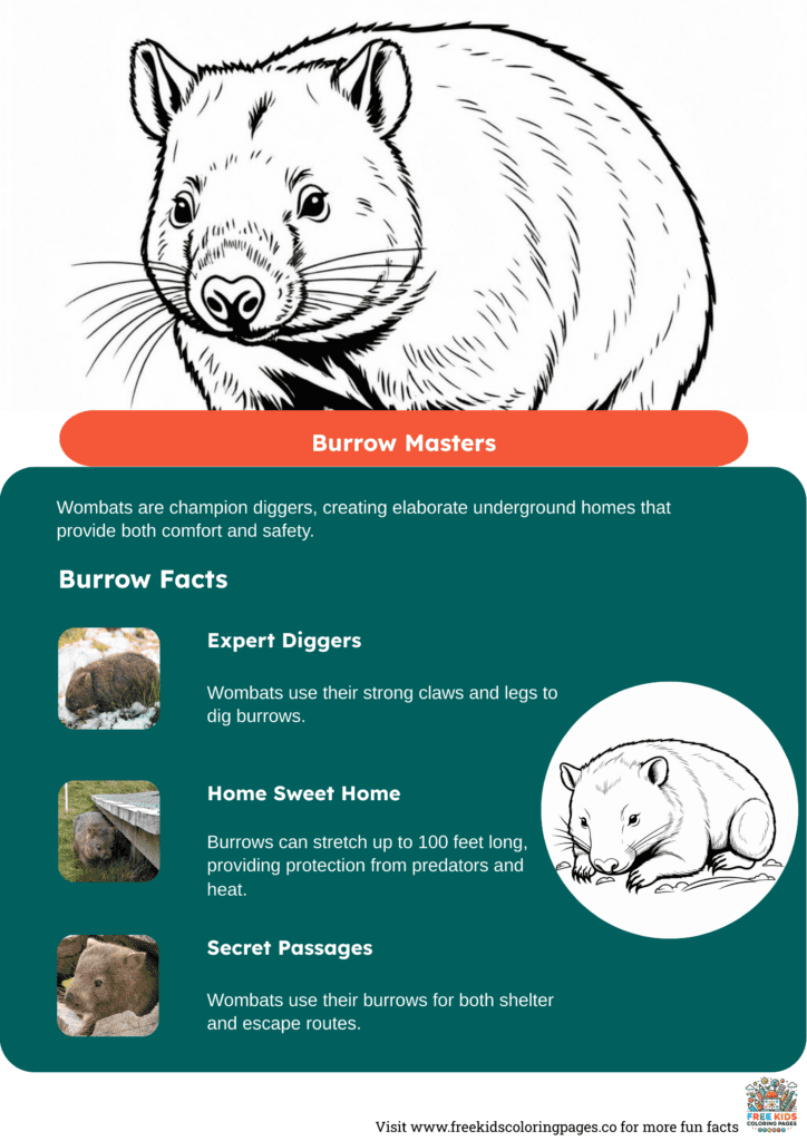 Wonderful Wombat Fun Facts Printable - Free Kids Coloring Pages