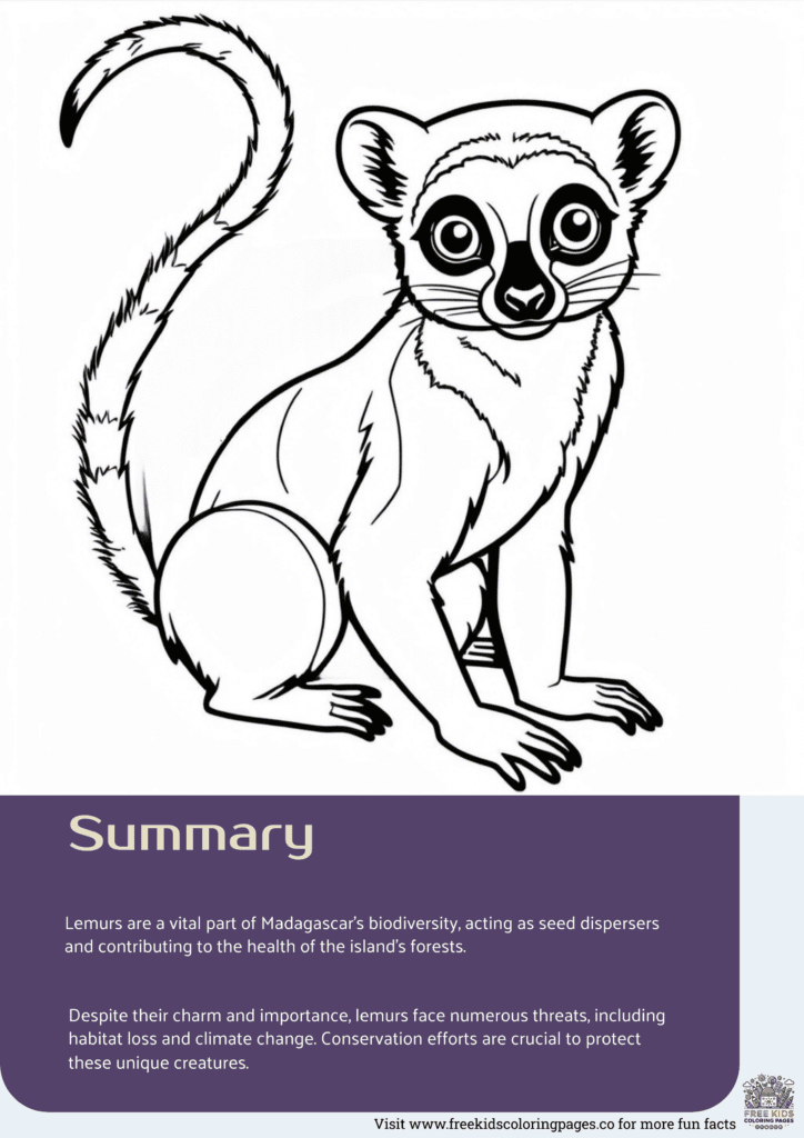 Awesome Lemur Fun Facts Printable - Free Kids Coloring Pages