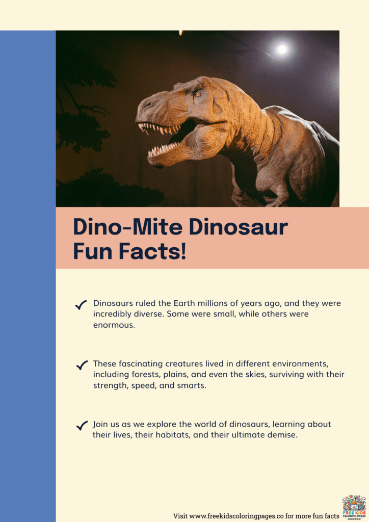 Dino-Mite Dinosaur Fun Facts Printable - Free Kids Coloring Pages